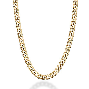 Miabella Solid 18K Gold Over 925 Sterling Silver Italian 5mm Diamond-Cut Cuban Link Curb Chain Necklace for Women Men, Made in Italy (22 Inches (men's average length))