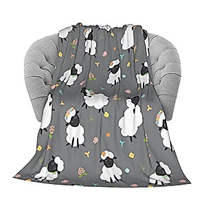 Fehuew Cute Sheep Lambs Soft Throw Blanket 40x50 inch Lightweight Warm Flannel Fleece Blanket for Couch Bed Sofa Travel Camping for Kids Adults