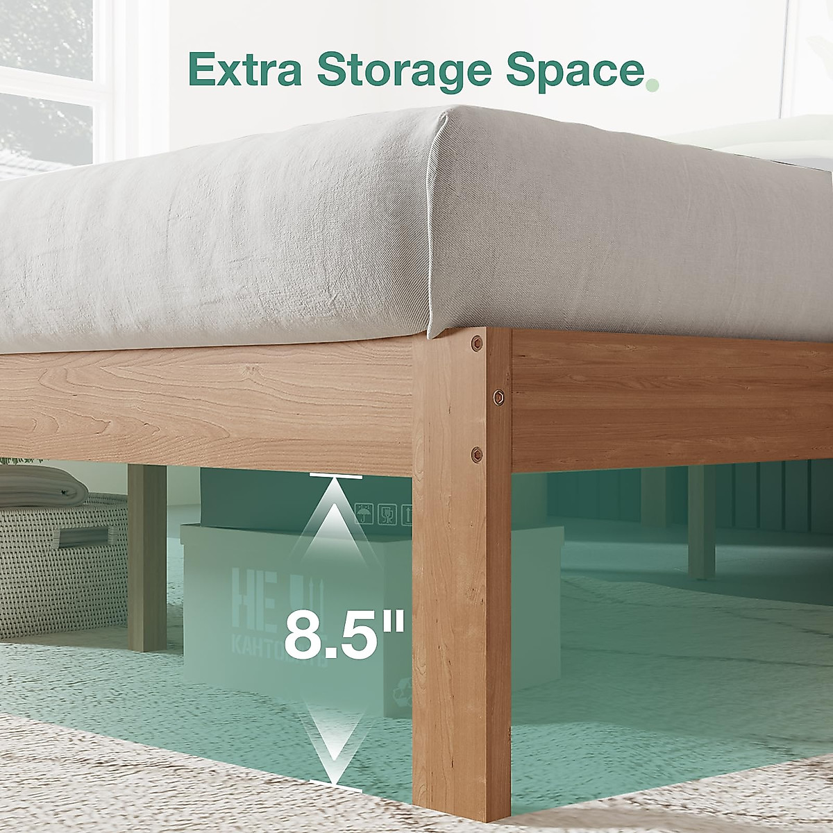 Novilla 12 Inch Wooden Full Size Bed Frame, Classic Solid Wood Platform Bed Frame Full Size, Sturdy Wood Slat Support, No Box Spring Needed, Easy Assembly