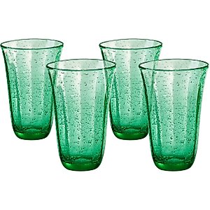 ARTLAND Savannah Green Bubble Glass 18 Ounce Highball Tumbler, Set of 4