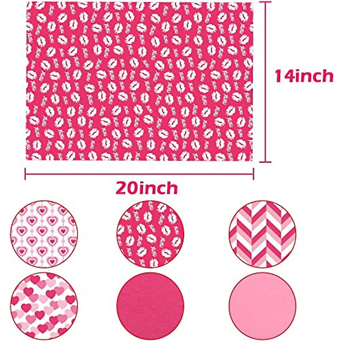Whaline 120 Sheets Valentines Tissue Paper, Assorted Love Heart Design Gift Wrapping Paper for Arts Crafts, Gifts, DIY, Birthdays, Weddings, Showers