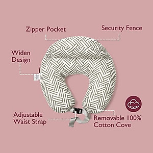 Momcozy Original Nursing Pillow, Ergonomic Breastfeeding Pillows with Security Fence for Baby, Adjustable Waist Strap and Removable Cotton Cover, Geometry