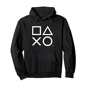 PlayStation PS5 Gamer Controller Icons in Classic White Pullover Hoodie