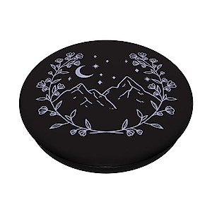 Purple-Lavender - Boho Floral Moon Mountain PopSockets Standard PopGrip