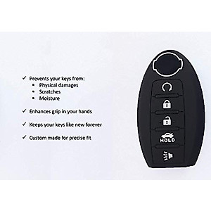 Key Fob Cover Silicone 5 Buttons Smart Car Key Case Protector Compatible with 2020 2019 2018 2017 2016 2015 2014 2013 Nissan Armada Murano Rogue Maxima Altima Sedan Pathfinder KR5S (Black Purple)