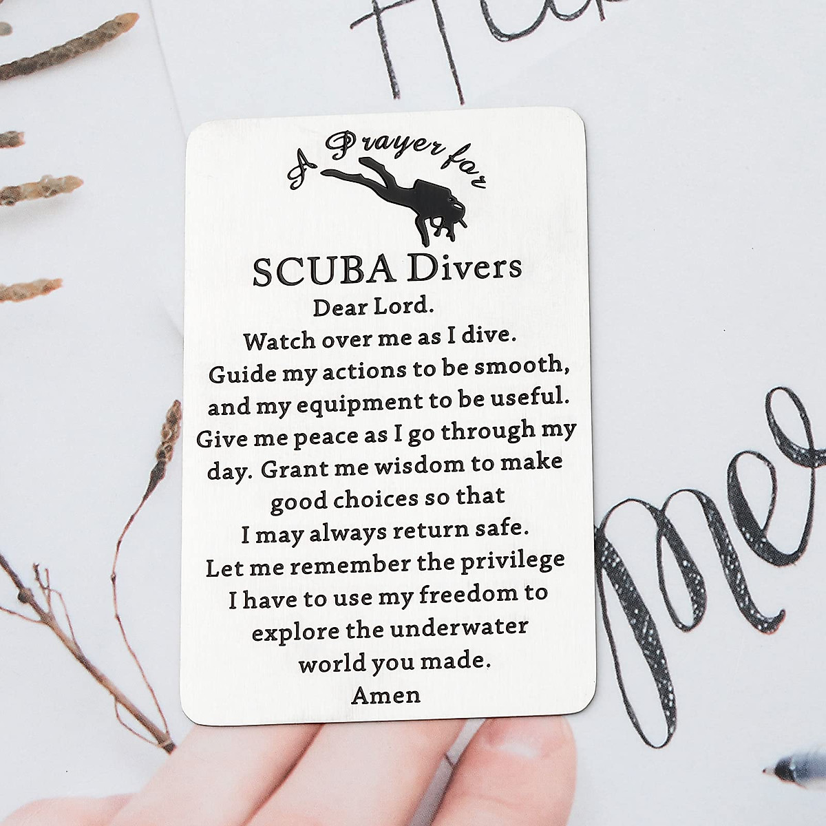 UJIMS Scuba Divers Prayer Wallet Card Insert Scuba Diving Gift Extreme Sports Jewelry for Divers Adventure Metal Wallet Gift for BFF (Scuba Divers Prayer Wallet)