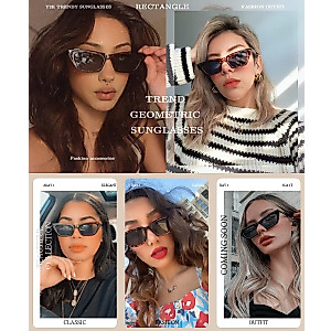 BOJOD Small Square Cat Eye sunglasses for women trendy retro skinny cool 90s sunglasses Black