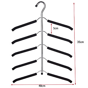 3 Pack 5 in 1 Space Saving Clothes Hangers Chrome and Foam Blouse Tree Hangers Multi Layers Clothes Rack Non Slip Stainless Steel Shirt Hangers Coats Hangers Closet Storage Organizer(White)