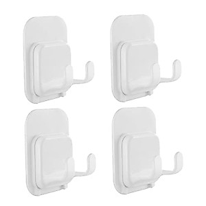 Yardwe 4pcs Paste Hook Plastic Hangers Wall Hanging Hooks Plastic Stand Adhesive Toothbrush Holder Razor Storage Rack Razor Drying Holder Shower Shaver Hooks Bathroom Supplies White Abs
