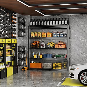 Howezone 72" H Garage Shelving 2000LBS Heavy Duty Storage Shelves Adjustable 5 Tier Metal Shelves for Storage Garage Industrial Shelving Utility Racks,16" D x35.5 Wx72 H,Black