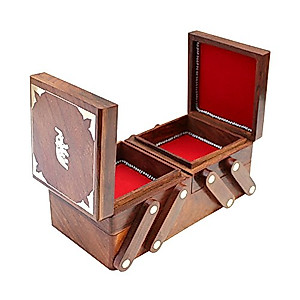ITOS365 Handmade Wooden Jewelry Box/Case/Storage for Women Jewel Organizer Gift Items Brown