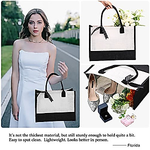 Riakrum 8 Pack Jute Tote Bags Bulk Burlap Tote Bags with Handles Large Bridesmaid Bags Reusable Burlap Bags for Women Bridesmaid Gift Wedding Shopping Travel DIY Crafts Bags