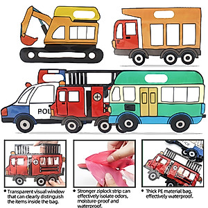 30 Pack Goodie Bags Cartoon Mix Car Candy Treat Bags Small Plastic Ziplock Seal Bags Gift Candy Bags with Handle Resealable Packaging Food Storage Bags Party Favor Birthday Bags(Mix Car)