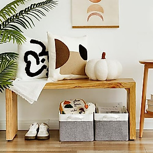 GRANNY SAYS Storage Bins with Metal Frame, Fabric Foldable Closet Organizers, Closet Storage Bins for Organization, Shelves Baskets, Large, Collapsible Storage Box, Large, Gray&White, 2-Pack