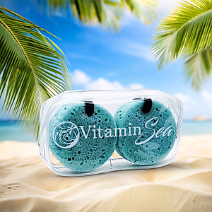 2PCs Bath Sponges for Shower Women - Bath Loofah Sponges for Shower - Body Sponges for Shower with Travel Case - Exfoliating Sponges for Body - Sea Sponges for Bathing - Shower Accessories for Women