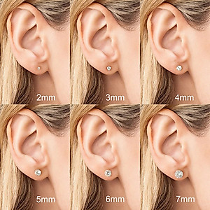 Threadless Flat Back Stud Earrings, 6 Pairs Titanium Hypoallergenic Earrings for Women Men, Cubic Zirconia Silver Gold Stud Earrings Surgical Stainless Steel Stud Earrings Set for Cartilage 2-8mm,