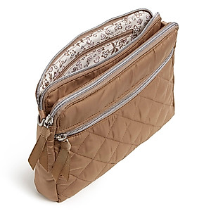 Vera Bradley Women's Performance Twill Triple Compartment Crossbody Purse, Meadowlark Tan, One Size