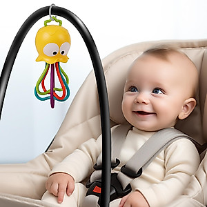 iPlay, iLearn Baby High Chair Toys, Infant Suction Table Rattle Set 6-12 Month, Early Development Grab Spin Sensory Stocking Gift Stuffer for 9 18 Month, 1 2 3 Year Old Toddler Boy Girl-Octopus & Bear