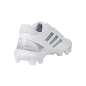 adidas Women's Purehustle 2 MD Baseball Shoe, White/Silver Metallic/Silver Metallic, 10