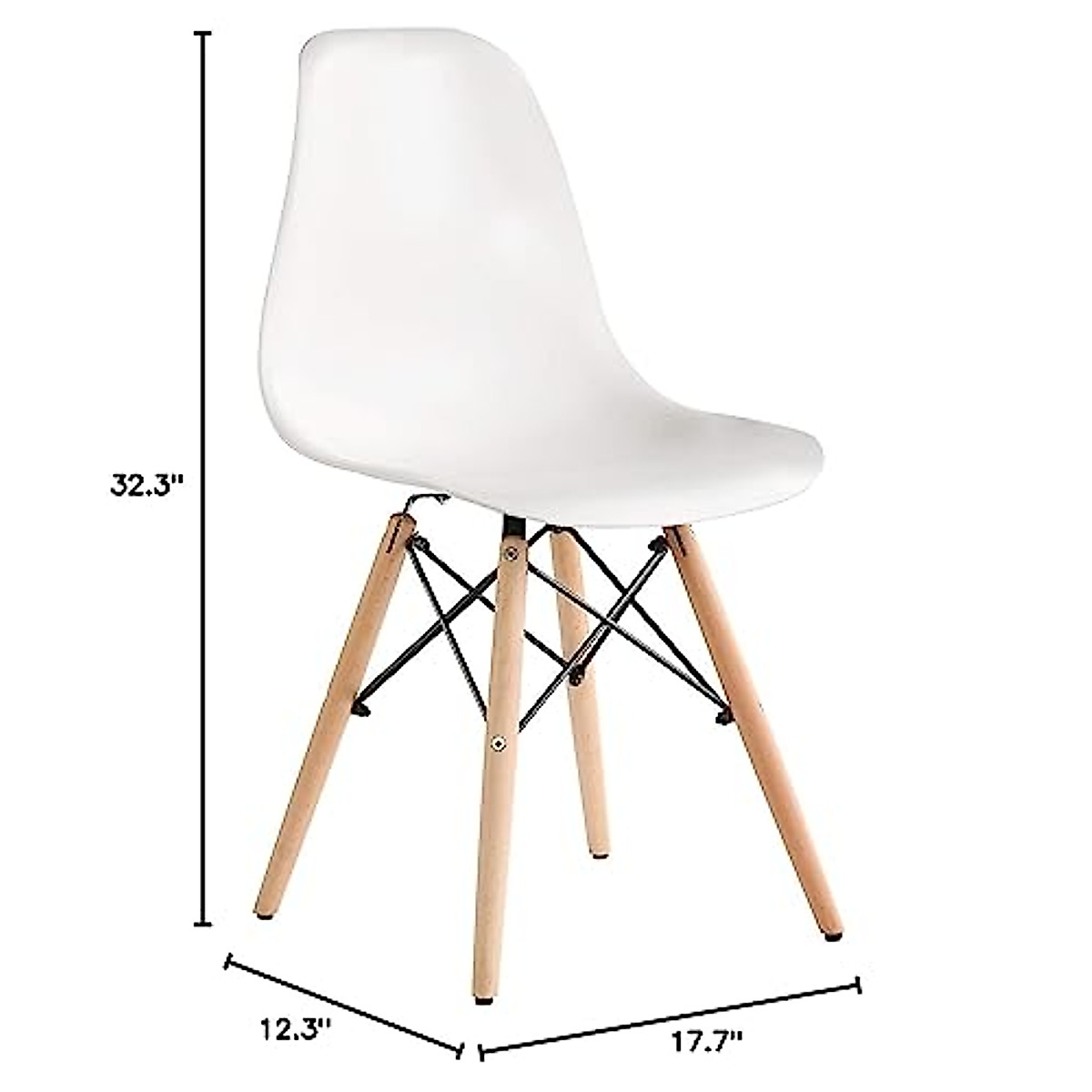 Aaron Living Dining Room Chairs Set of 4 Pre Assembled Modern Comfortable Plastic Dining Chairs (White, Set of 4)