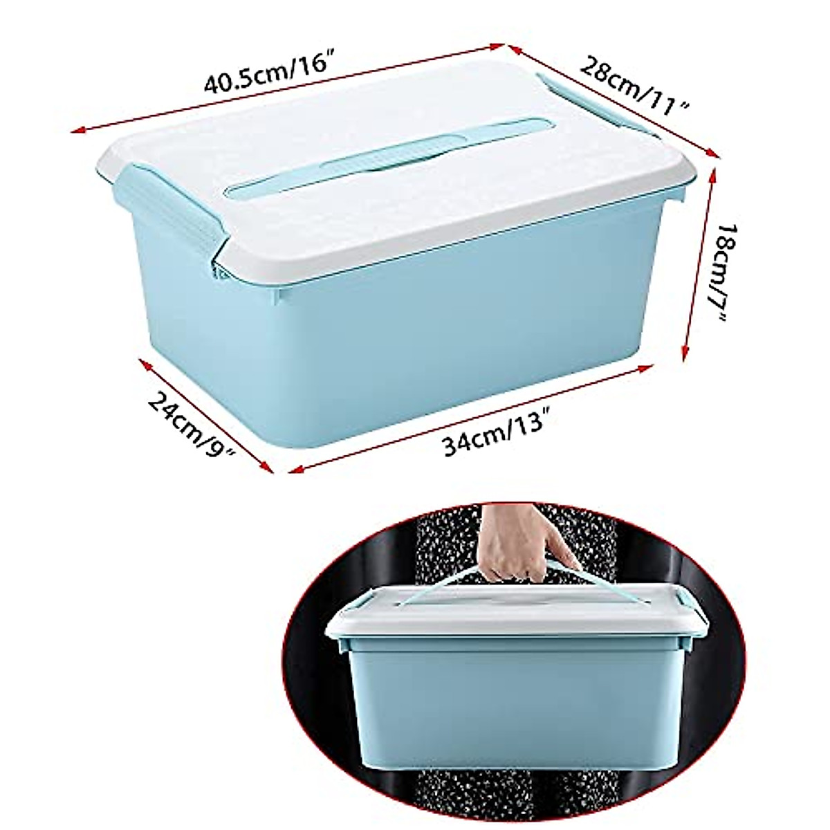 JUXYES Latchmate Stack Carry Storage Box with Divided Tray, Large Art Craft Supply Stackable Storage Container Bin with Handle Lid Latching Storage Container for School & Office Supplies