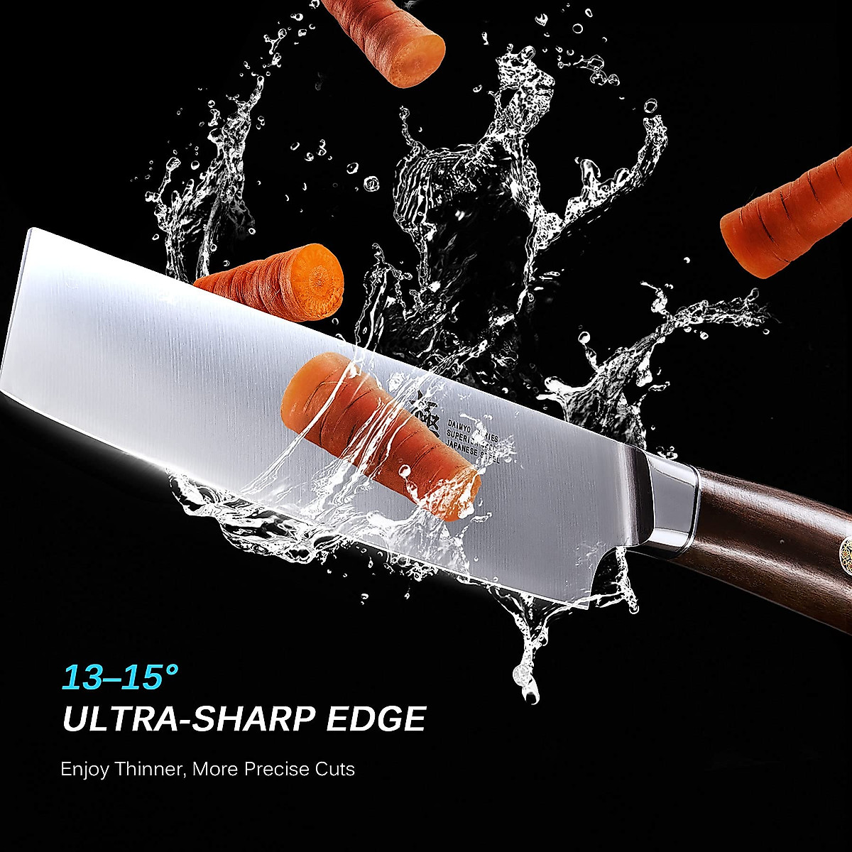 KYOKU Daimyo Series 7" Nakiri Knife + 10'' Bread Knife - Japanese 440C Stainless Steel - Rosewood Handle