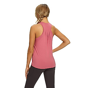 Mippo Workout Tops for Women Loose Fit Tennis Shirt Yoga Tank Top Exercise Clothes Sports Tanks Active Wear Womens Activewear Tank Tops Long Flowy Tank for Women Rose M