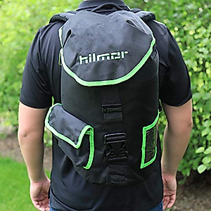 Hilmor HVAC/R Refigerant Tank & Utility Backpack with 8 Carabiner Loops & Storage Pocket, Black & Green, 1891628