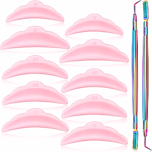 52 Pieces Eyelash Lift Tools, 50 Pieces Silicone Eyelash Pads with 2 Pieces Stainless Steel Eyelash Perm Tool Separator Lift Tools with Comb, Eyelash Curlers for Extension (Pink, Colorful)