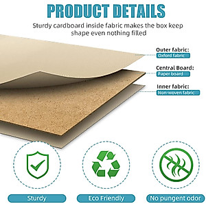 Bagnizer Large 22 Quart Linen Fabric Foldable Storage Bin Cube Organizer Basket with Flip-Top Lid & Handles, Large Clothes Blanket Box for Home, Office, Closet, 4 Pack 14.6 x 9.5 x 9.5”