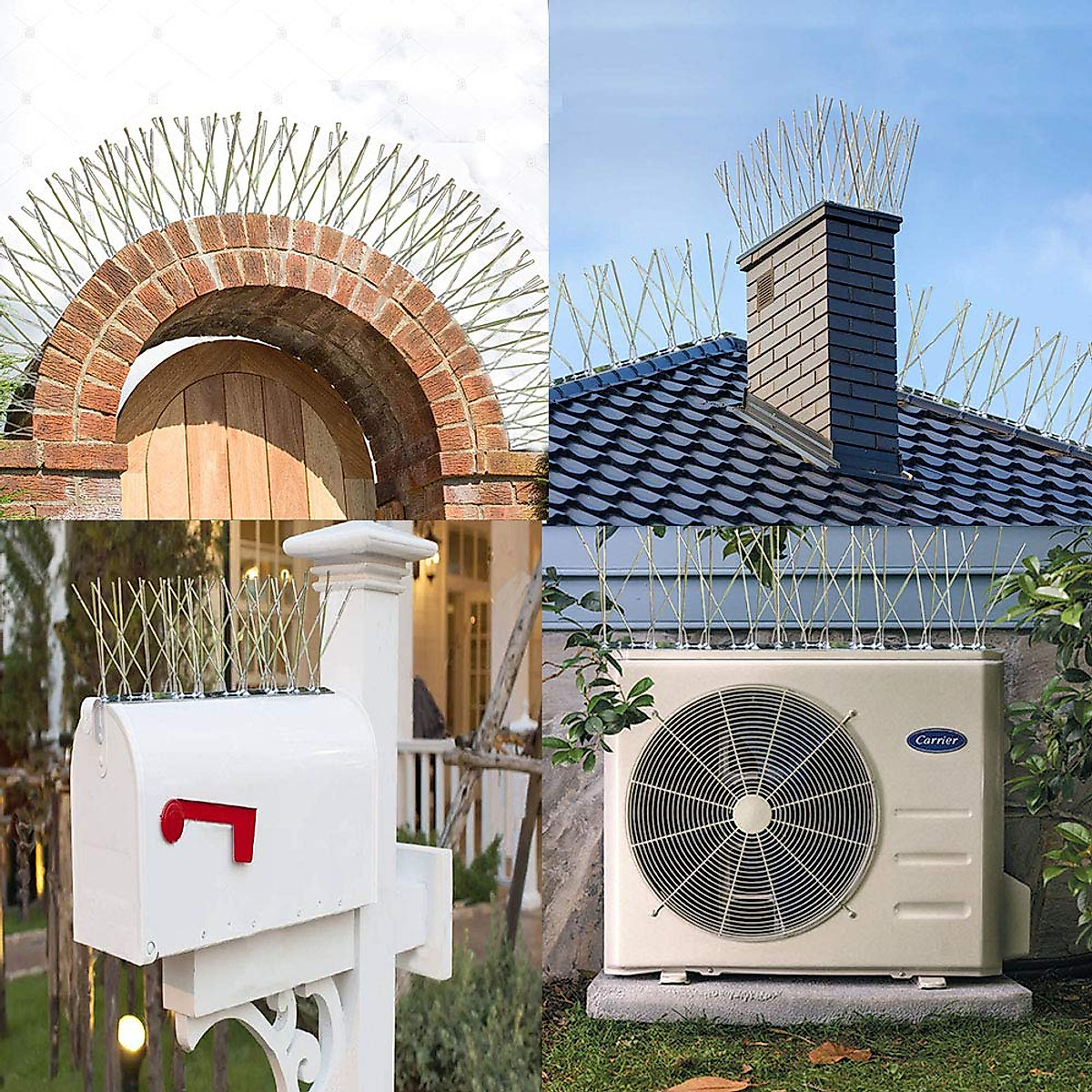 PANGCH Bird Spikes,Stainless Steel Bird Spikes Metal Bird Spikes Fence Spikes Easy to Install - 5 Strips 4.1 Feet Coverage