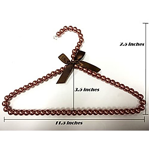 Pearl Clothes Beads Hangers for Kids Baby Girl Infant Toddler Childerns for Fancy Dress Closet Hanger Elegant Gift Ideas Metal Hangers (5 Pack) Coffee Color