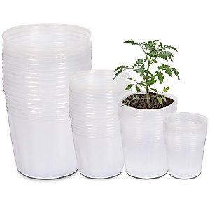UPINS Clear Nursery Pots 40 Packs 3/4/5/6 Inches Plant Pots with Drainage Hole Seedling Transparent Plastic Gardening Pots Durable Seed Starter Pots Reusable for Plants Vegetables