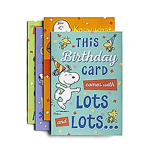 DaySpring - Peanuts - Happy Birthday - 4 Design Assortment with Scripture - 12 Boxed Cards & Envelopes (J0381)
