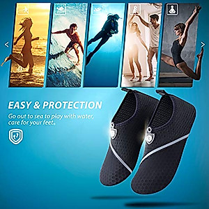 Water Shoes Womens Mens Barefoot Unisex Aqua Socks Slip-on for Indoor Outdoor Snorkeling SWS002 512 Black Black