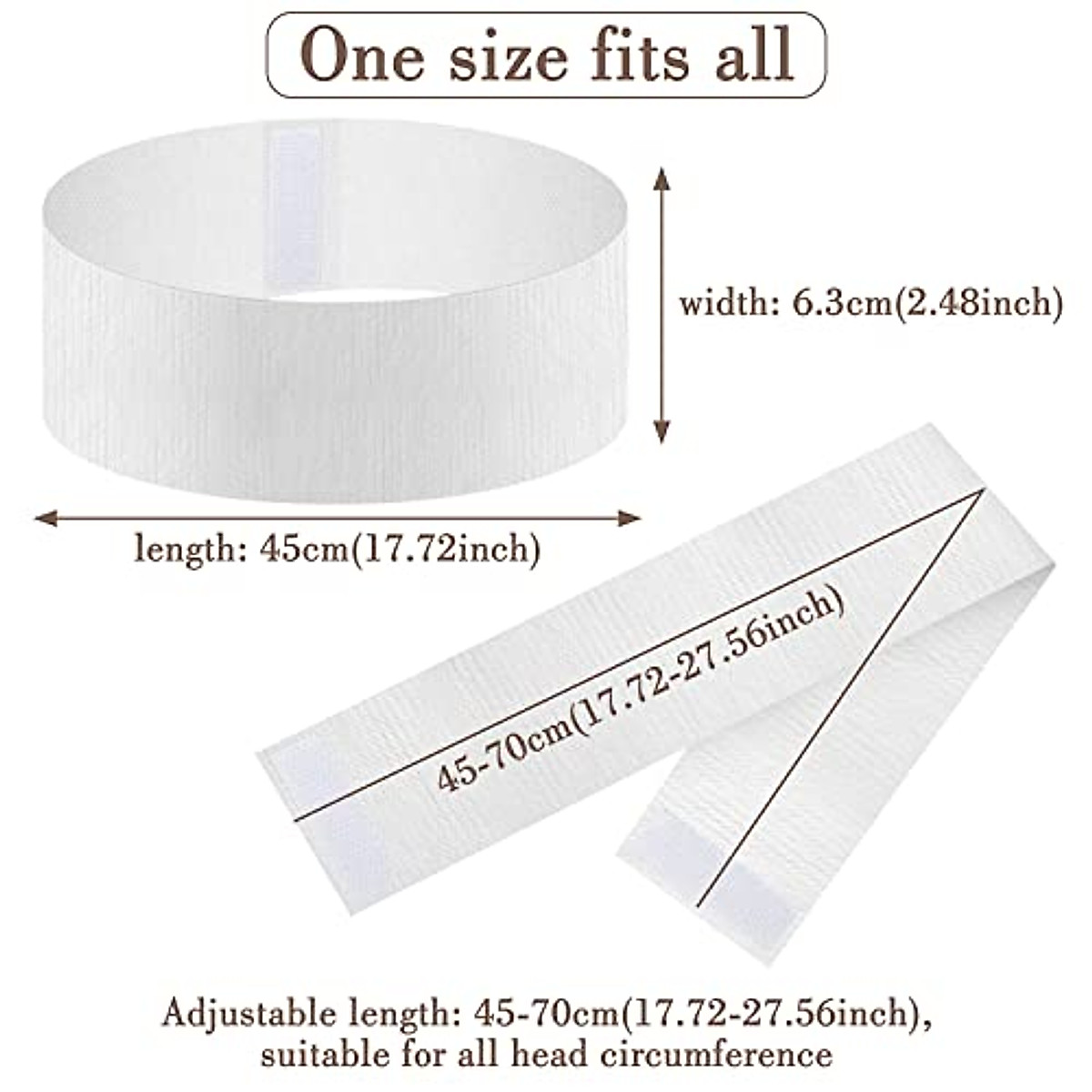 Sublaga 150 Count Disposable Headbands, White, Breathable Elastic Non-woven Fabric, Convenient for Facials, Esthetician Supplies, Salon, Day Spa, Hotel and Travel, Hairband for Women's Hair