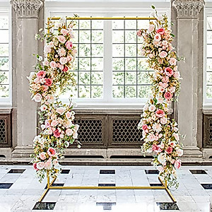 Metal Wedding Arches for Ceremony,Square Balloon Arch Frame Stand,6.6x6.6FT Wedding Arch for Birthday Garden Weddin Metal Arch Backdrop Stand (Gold)