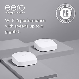 Amazon eero Pro 6 mesh Wi-Fi 6 system | Fast and reliable gigabit speeds | connect 75+ devices | Coverage up to 3,500 sq. ft. | 2-pack, 2020 release