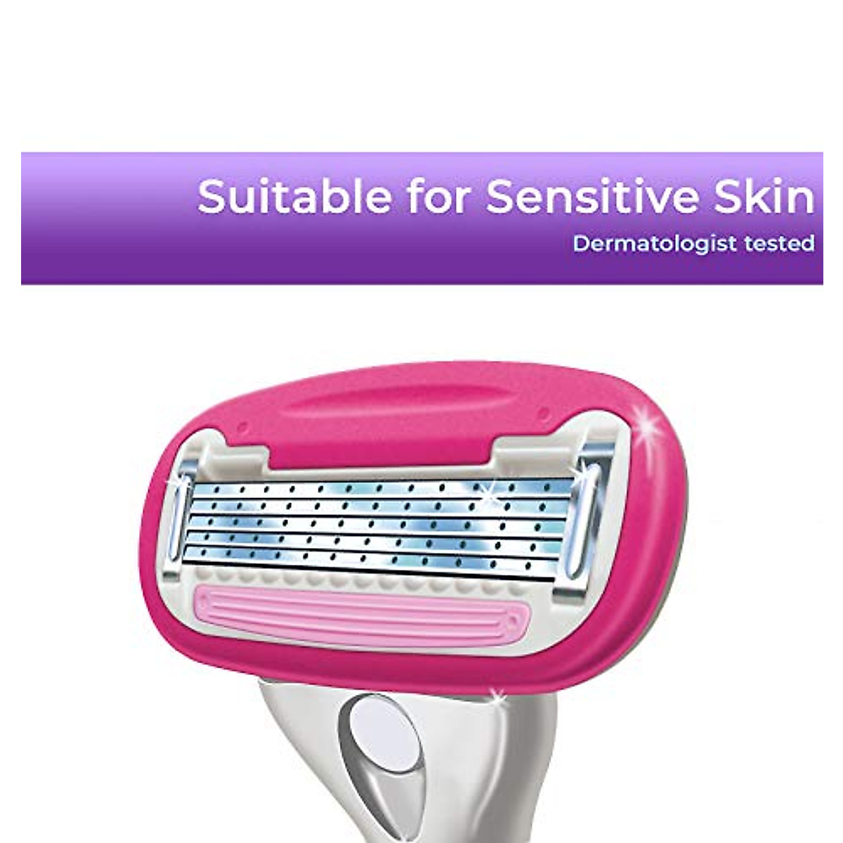 Personna Women's 5 Blade Razor System - Women's Shaving Razors - Razor Handle with 12 Replacement Cartridges Pink