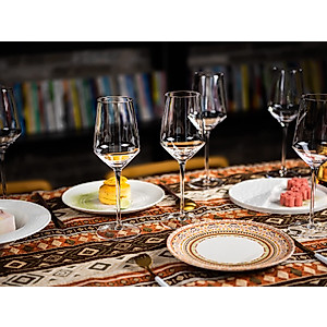 Physkoa Wine Glasses Set of 6-14 oz, Thin Rim, Crystal, Hand Blown, Long Stem - Perfect for Red or White, Gifts for Wine Lovers, Valentine's Day Gifts