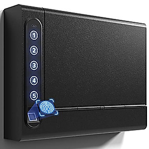 XDeer Wall Gun Safe, Biometric Gun Safes for Pistols, Quick-Access Handgun Safe with Fingerprint & Digital Key Pad, Pistol Safe for Home, Up to 1 Full-size pistol