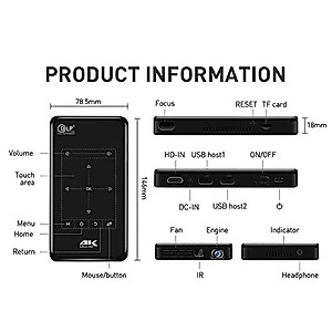 New 3D 4K Smart Mobile DLP Projector WiFi Bluetooth 1080P 8G Home Theater Cinema Mini Projector