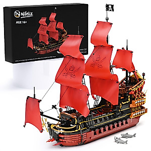 Nifeliz Queen Pirate Ship, Large Pirate Ship Building Block Kit, Creative Model Set and Assembly Toy for Adults (3,694 Pieces)