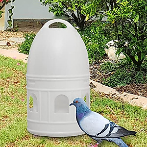 Gralara Pigeon Water Dispenser Feeder 10L Water Bottle Water Pot Container Waterer with Handle Bird Water Drinker for Chicken Parrot Duck Parakeet, White