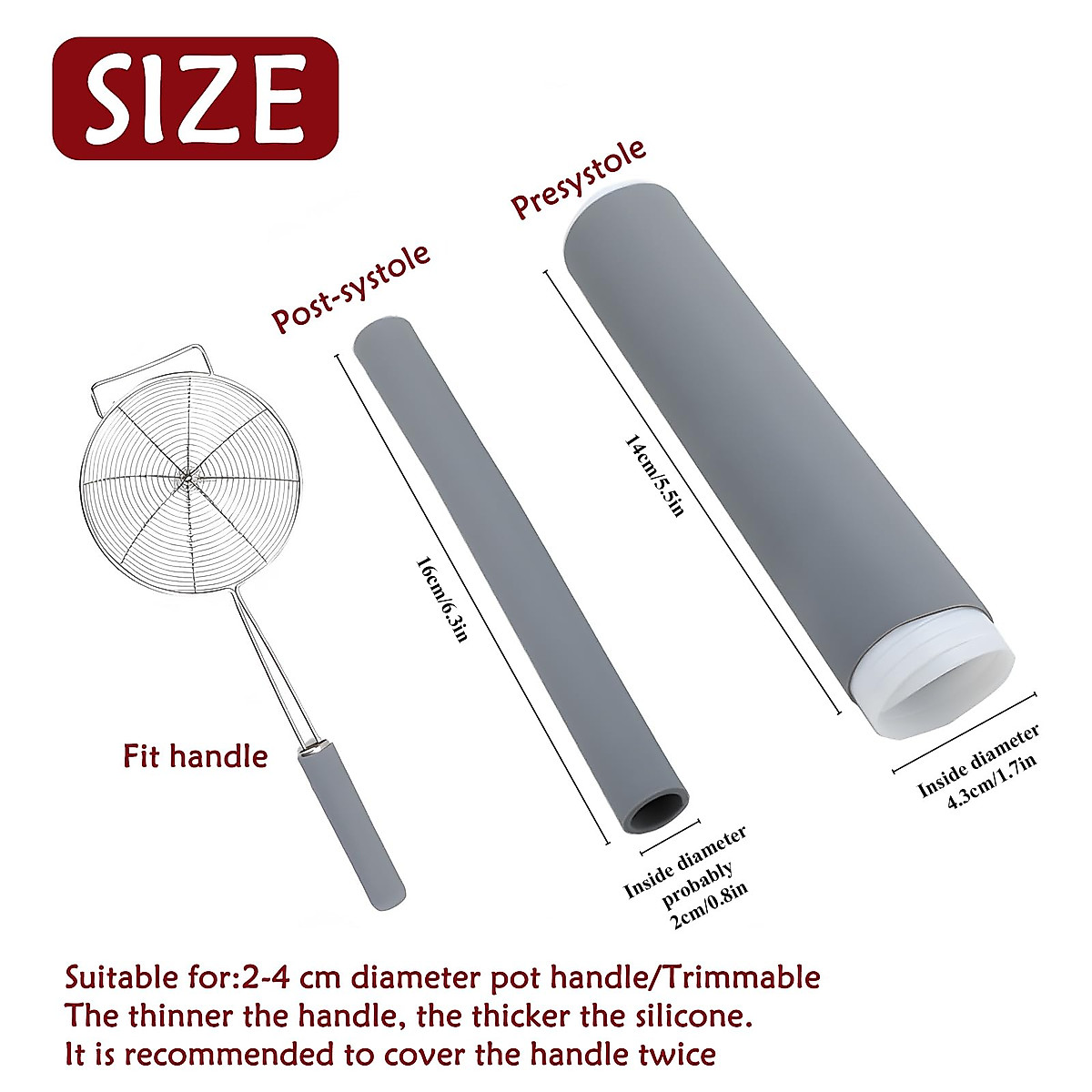 Generic Silicone Pan Handle Sleeve,Cast Iron Handle Cover for Frying Pan,Spatulas,Skillet, Wok, Pot,Ladles and Skimmers etc,Durable and Easy to Install, Dark gray, 43-160