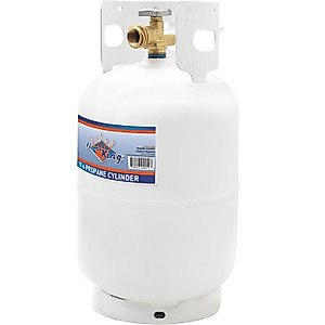 Flame King YSN10LB 10LB Steel Propane Tank Cylinder with Type 1 Overflow Protection Device Valve, for Camping, Fire Pits, Heaters, Grills, Overlanding, White