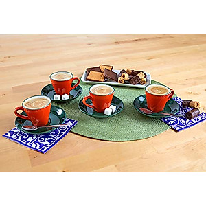 IMUSA USA 8 Piece 3oz Colorful Espresso Cups with Saucers (Green, Orange)