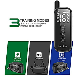 Heaflex Dog Shock Collar with Remote, Dog Training Collar for Small Medium Large Dogs, Electronic Dog Collar Rechargeable with Shock Mode, 3 Safe Training Modes, Range up to 1640ft, for 2 Dogs （Black）