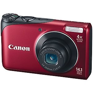 Canon Powershot A2200 14.1 MP Digital Camera with 4x Optical Zoom (Red)