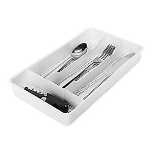 Camco 43508 Cutlery Tray - Designed for RV and Compact Kitchen Drawers - Easily Organize and Store Kitchen Flatware - White